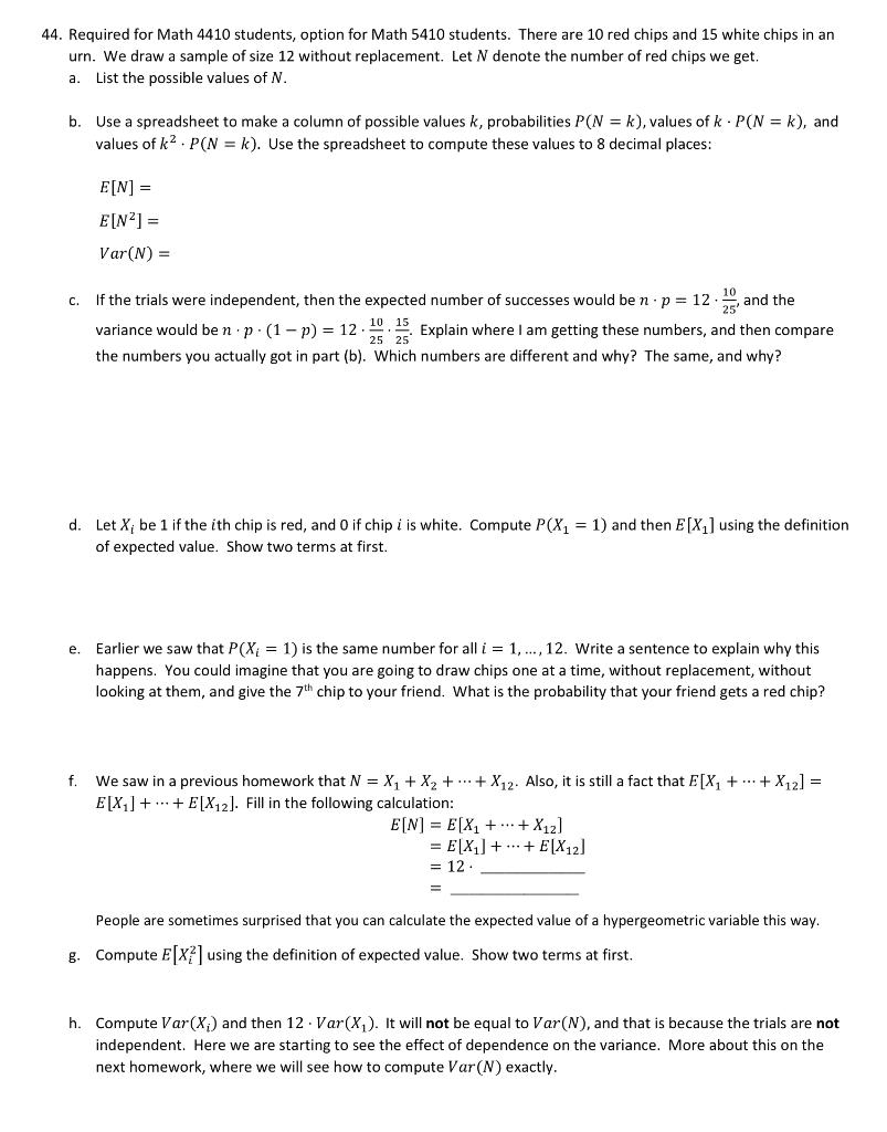 Solved 44. Required for Math 4410 students, option for Math | Chegg.com