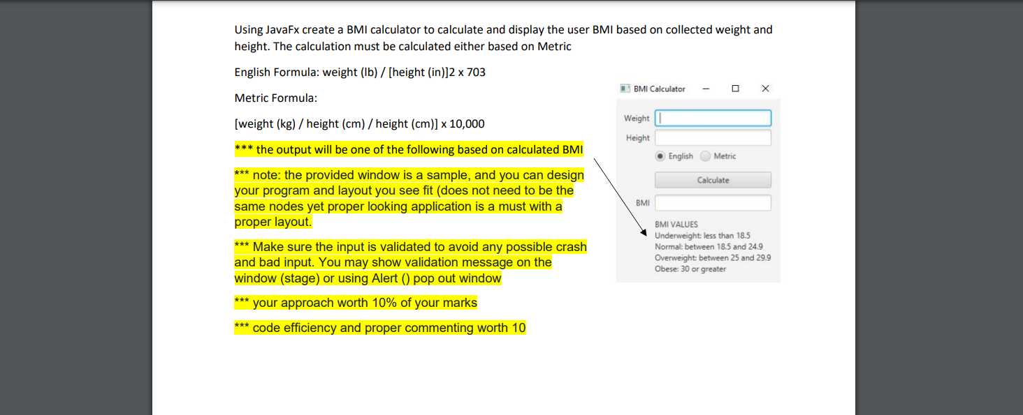 Solved Using Javafx Create A Bmi Calculator To Calculate And 8156