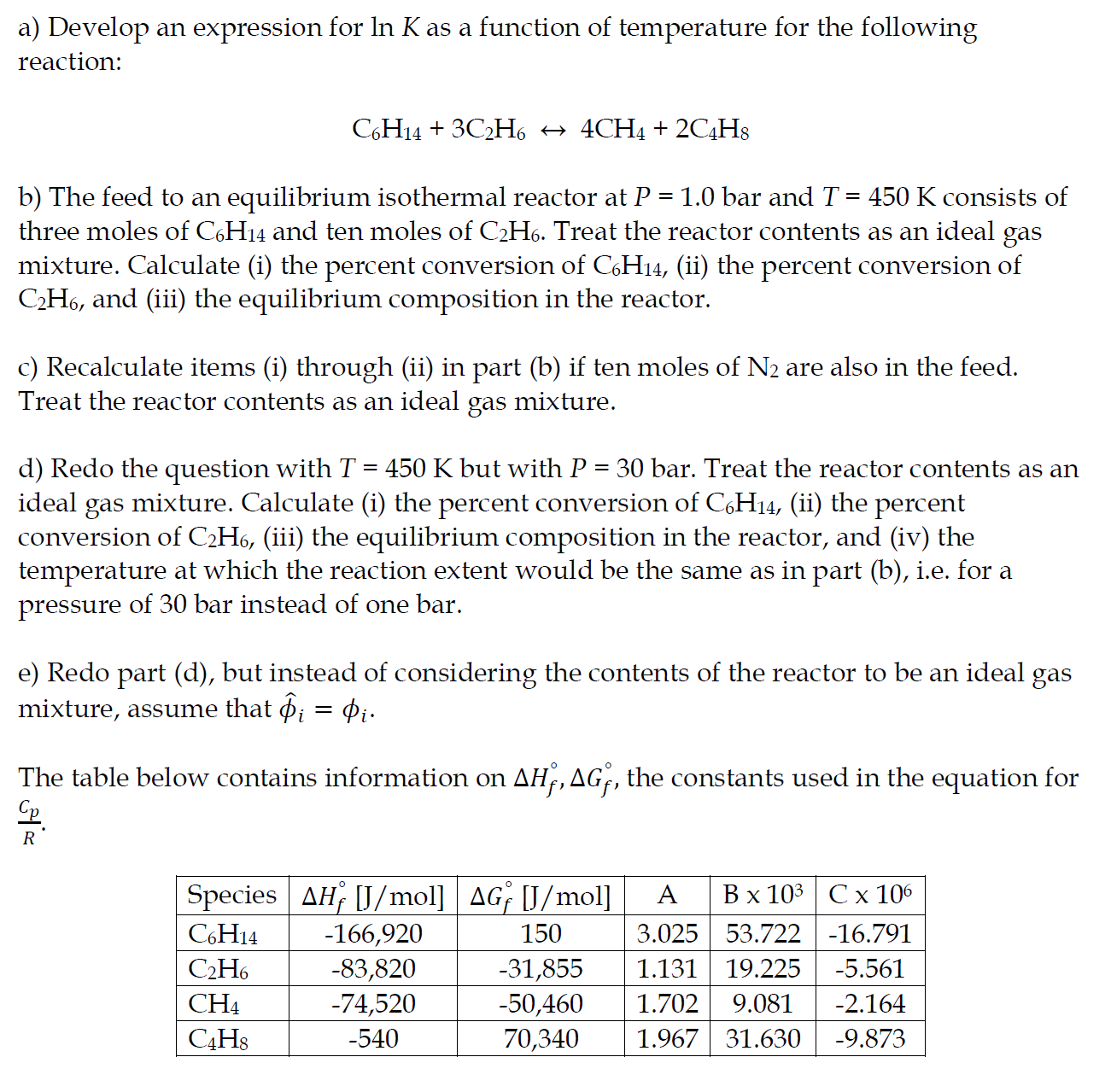 Solved a) Develop an expression for lnK as a function of | Chegg.com