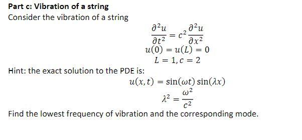 Solved c2 Part c: Vibration of a string Consider the | Chegg.com