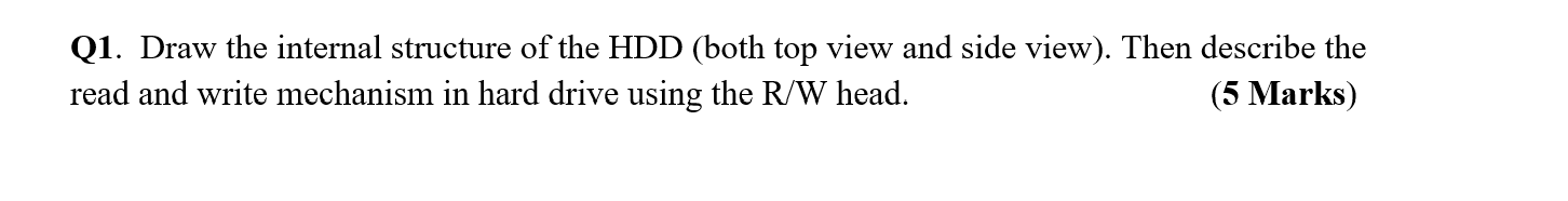 Solved Q1. Draw the internal structure of the HDD (both top | Chegg.com