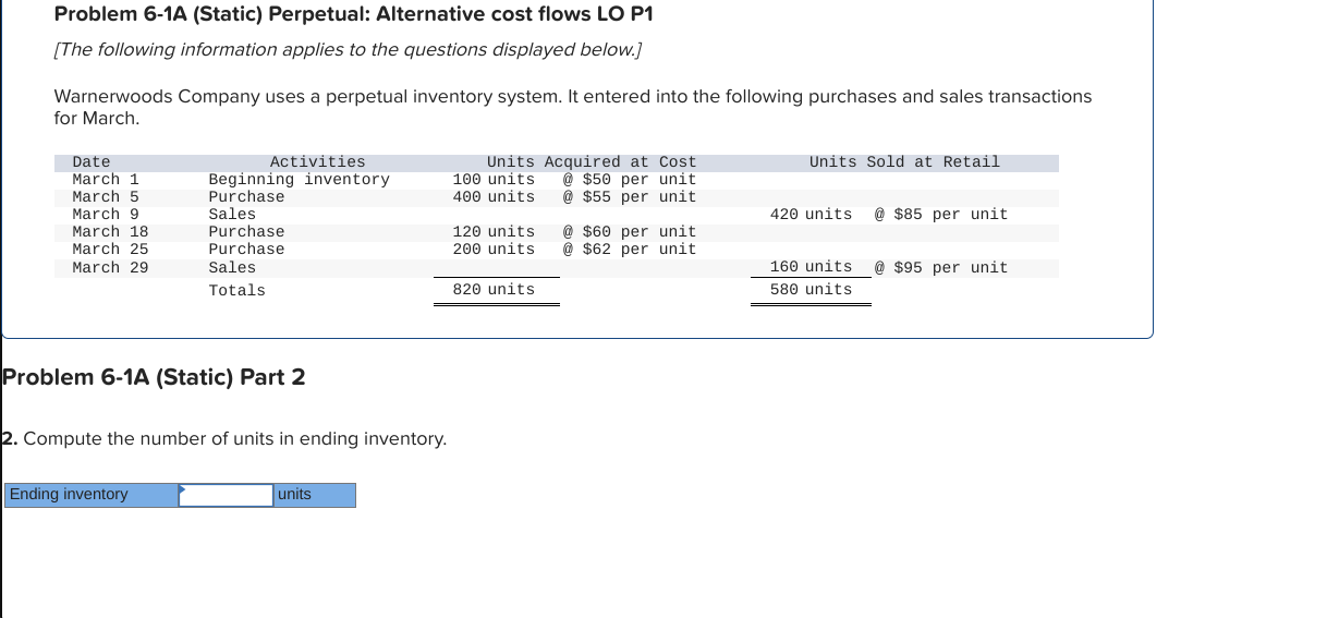 Solved Required information Problem 6-1A (Static) Perpetual: | Chegg.com