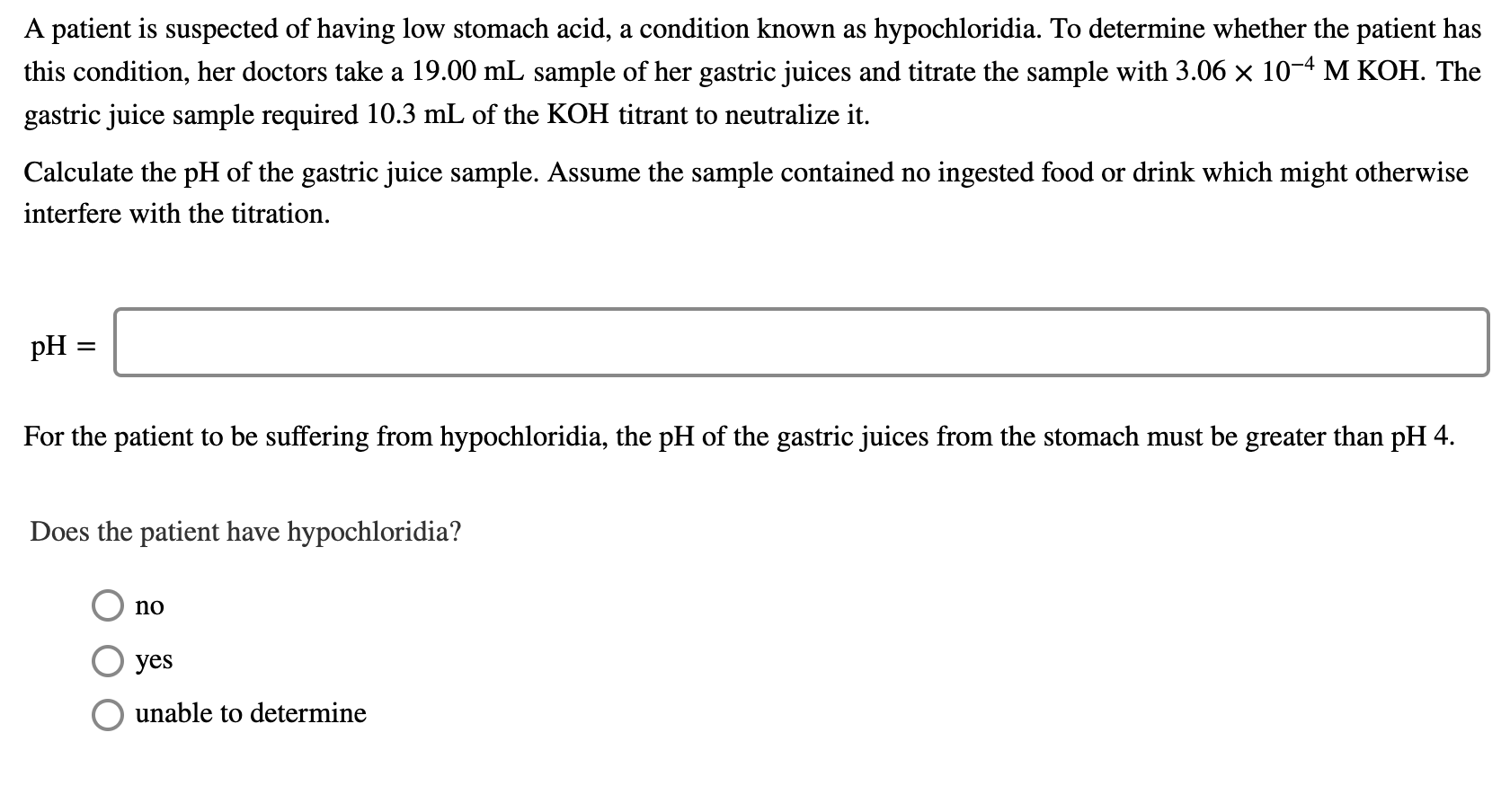 Solved A patient is suspected of having low stomach acid, a | Chegg.com