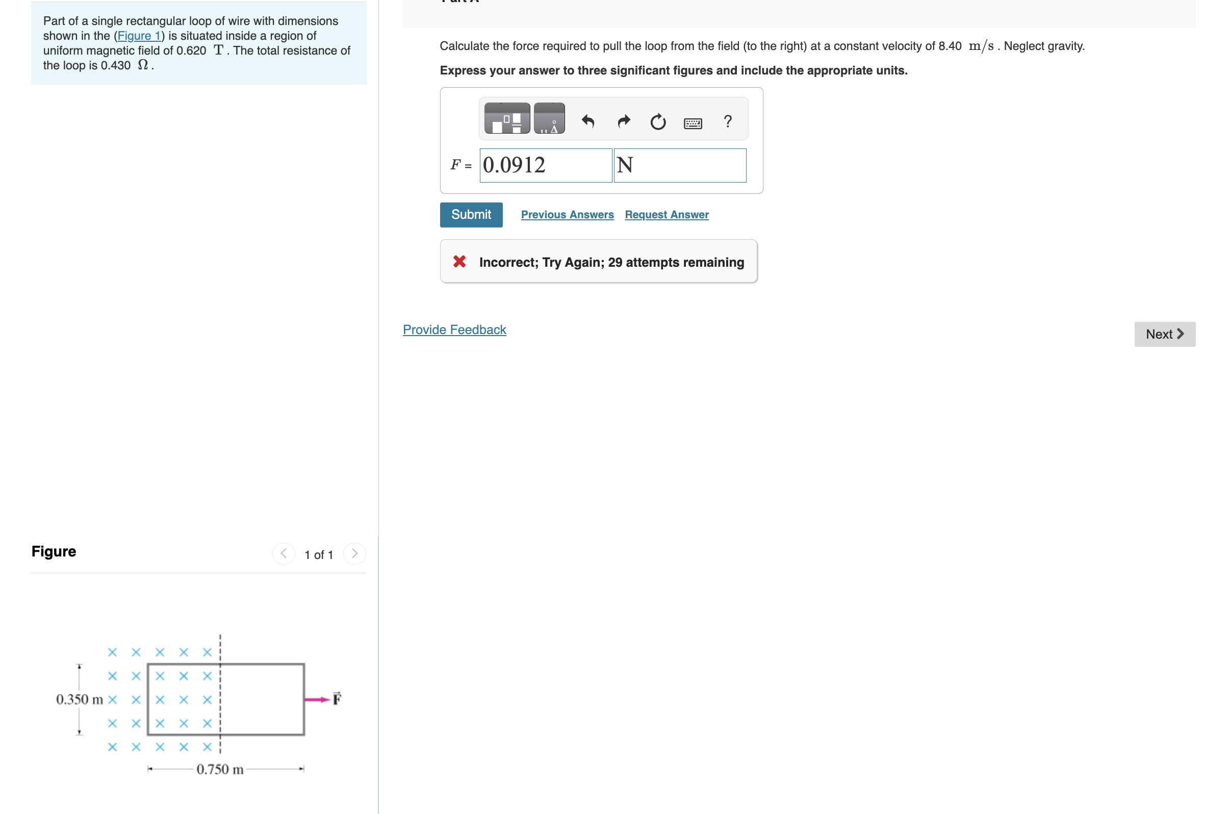 Solved Part of a single rectangular loop of wire with | Chegg.com