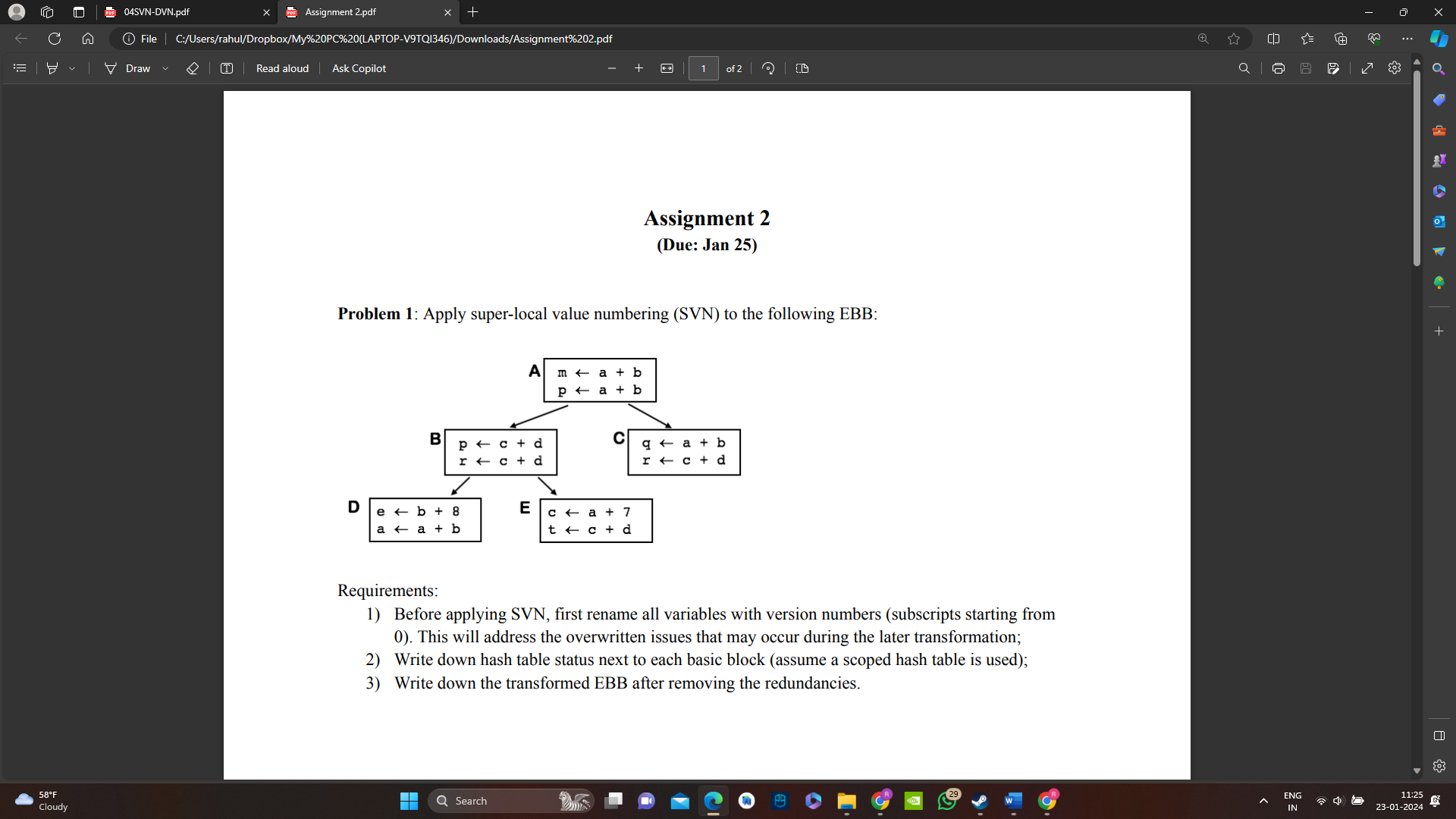 Assignment 2(Due: Jan 25)Problem 1: Apply super-local | Chegg.com