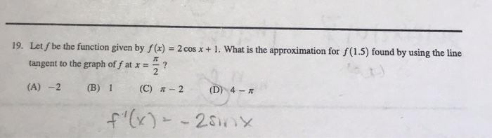 Solved function given by f(x) 2 cos x + 1. What is the | Chegg.com