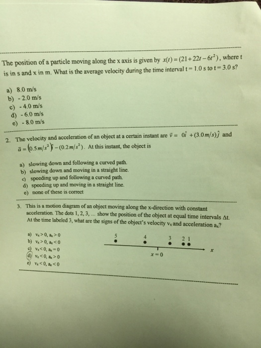 Solved The position of a particle moving along the x axis is | Chegg.com