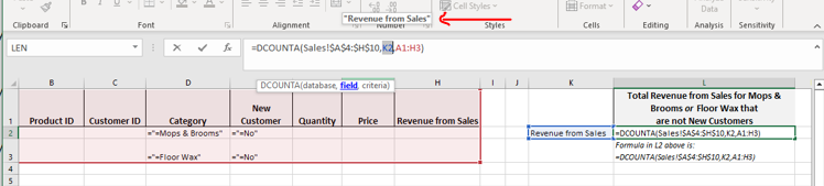 Solved Problem: Use a Database function (DCOUNT, DCOUNTA, | Chegg.com