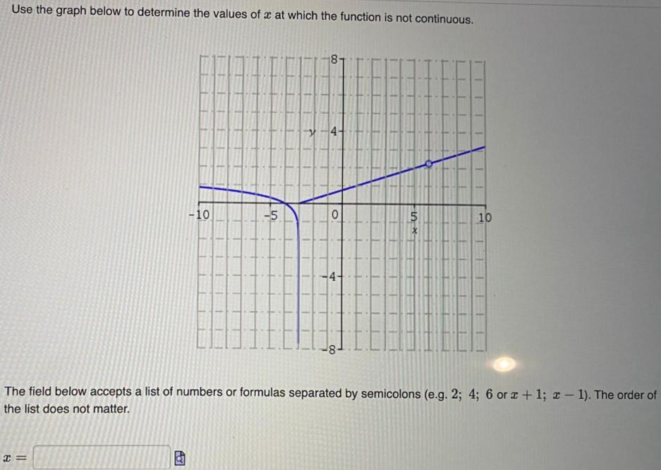 Solved Use the graph below to determine the values of x at | Chegg.com