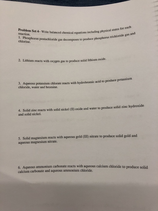 Solved Problem Set 5 - Predict products, and write balanced | Chegg.com Solved Problem Set 5 - Predict products, and write balanced | Chegg.com