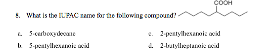 Solved COOH 8. What is the IUPAC name for the following | Chegg.com
