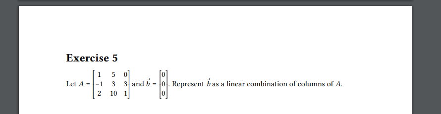 Solved Exercise 5 1 5 0] Let A = -1 3 3 and 5 = 10. | Chegg.com