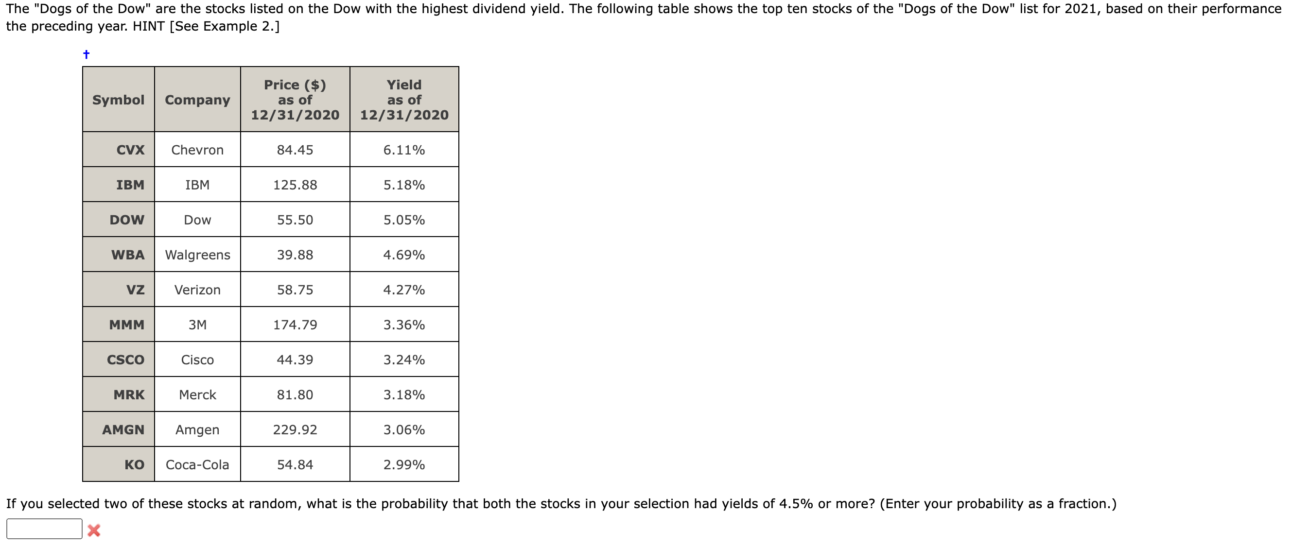 you selected two of these stocks at random, what is | Chegg.com