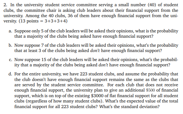 Solved 2. In the university student service committee | Chegg.com