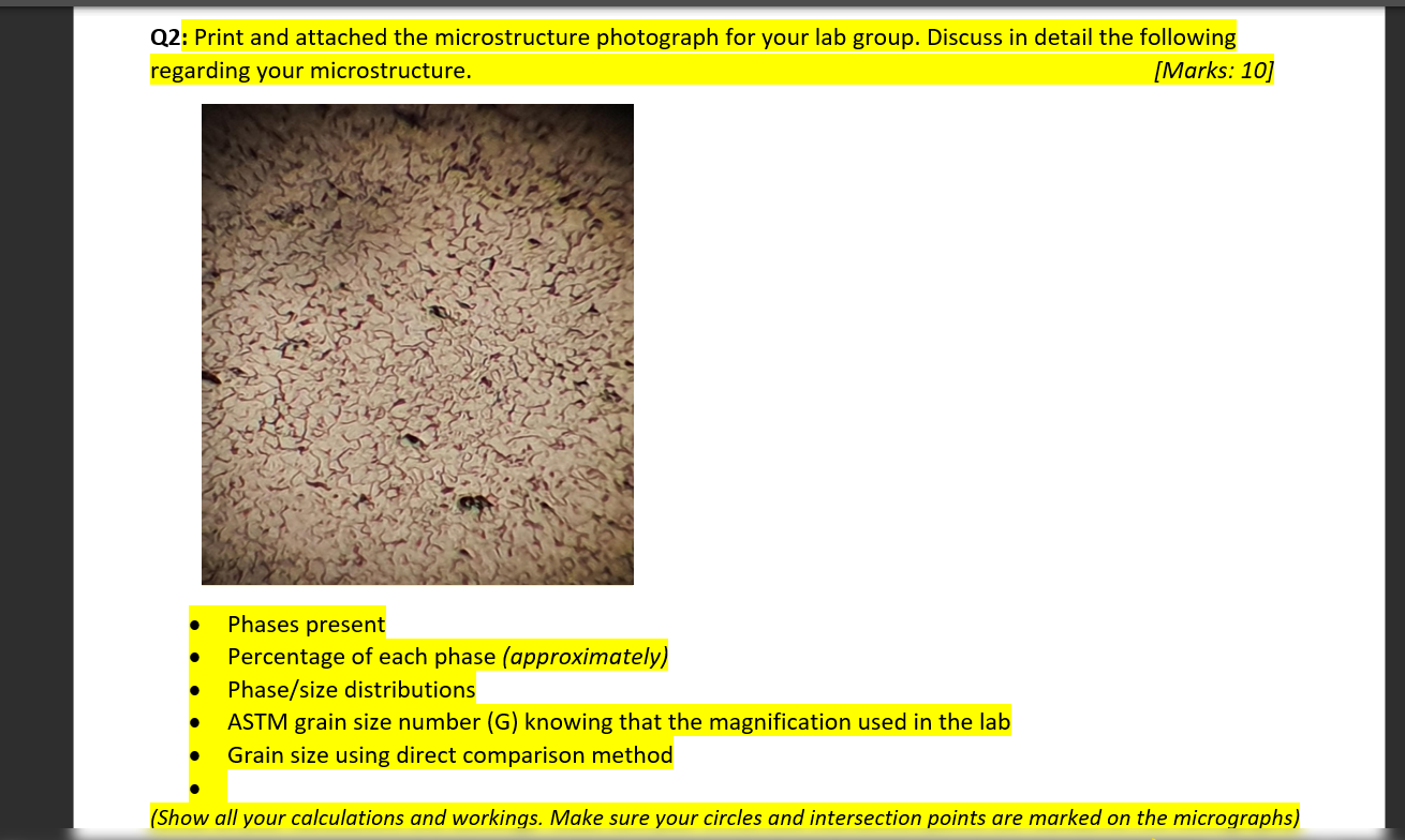Solved Q2: Print and attached the microstructure photograph | Chegg.com