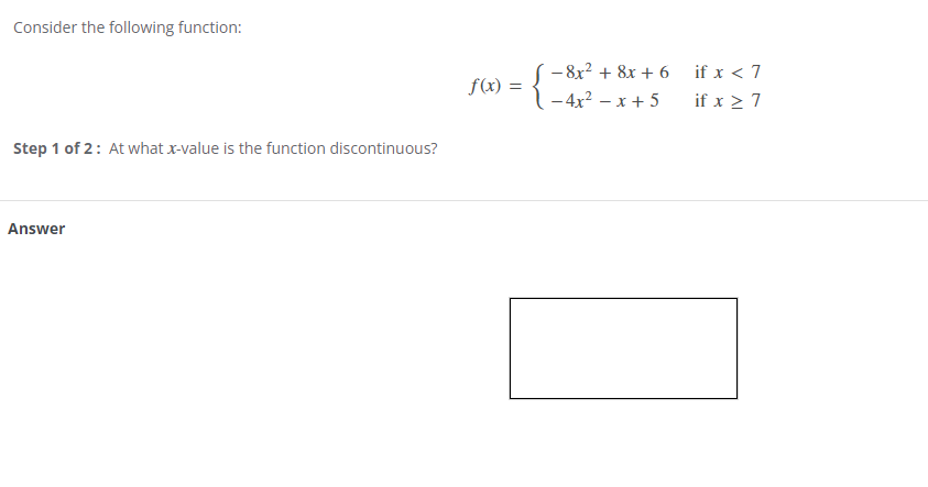 Solved Consider the following function: f(x) = { 5 - 8x2 + | Chegg.com