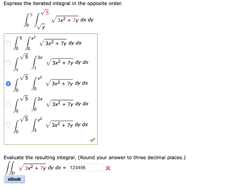 Solved Express the iterated integral in the opposite order. | Chegg.com