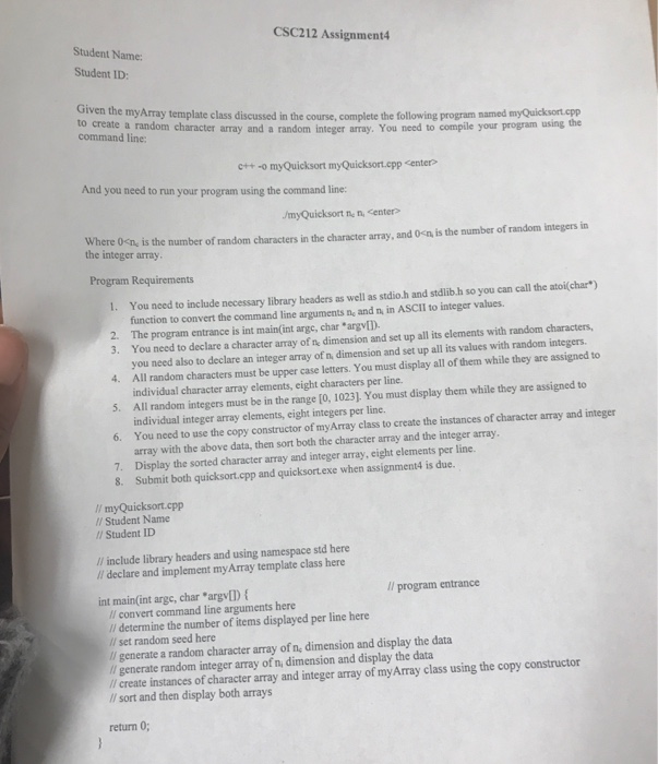 Solved CSC212 Assignment4 Student Name: Student ID: ven the | Chegg.com