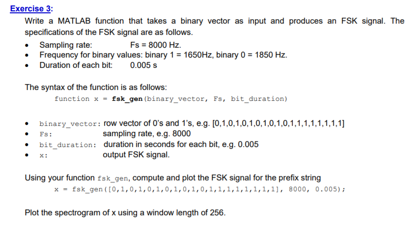 Exercise 3: Write a MATLAB function that takes a | Chegg.com