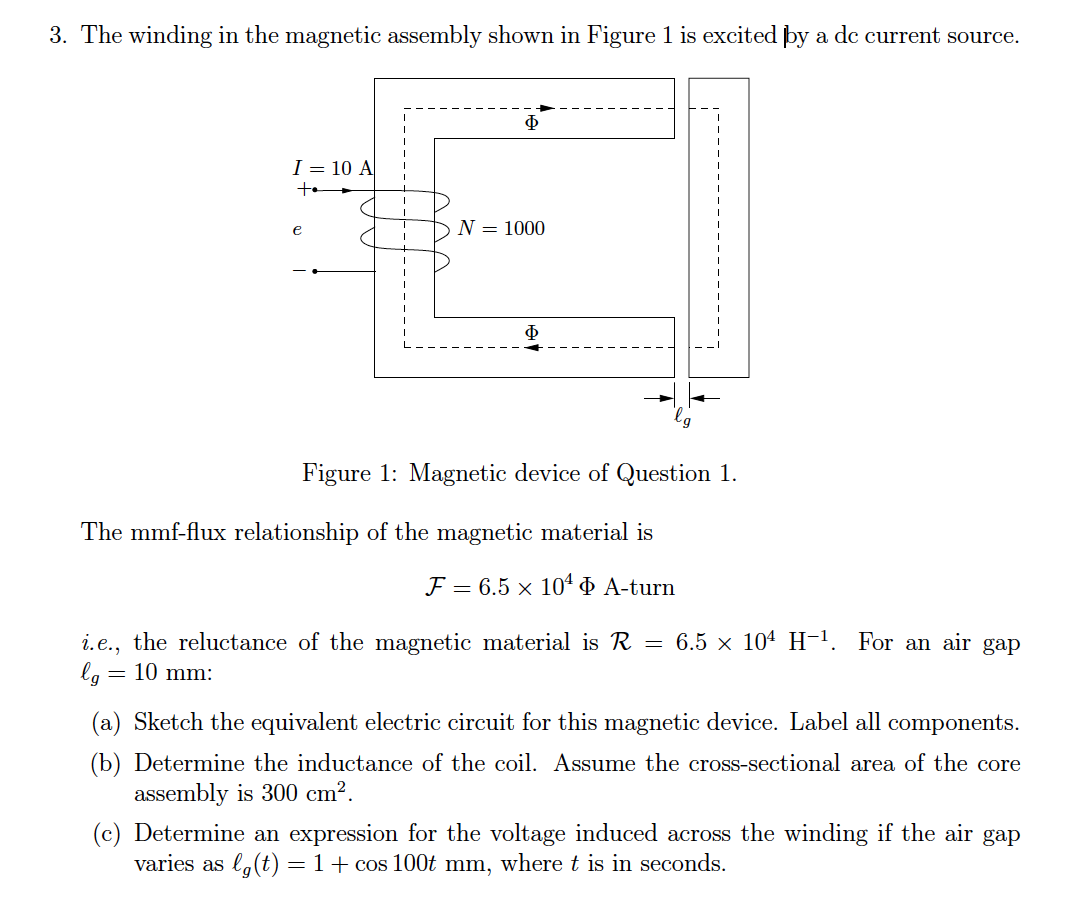 Solved 3. The winding in the magnetic assembly shown in | Chegg.com