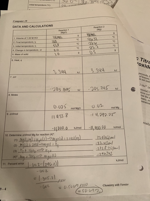 Solved the spaces provided, calculate the change in | Chegg.com