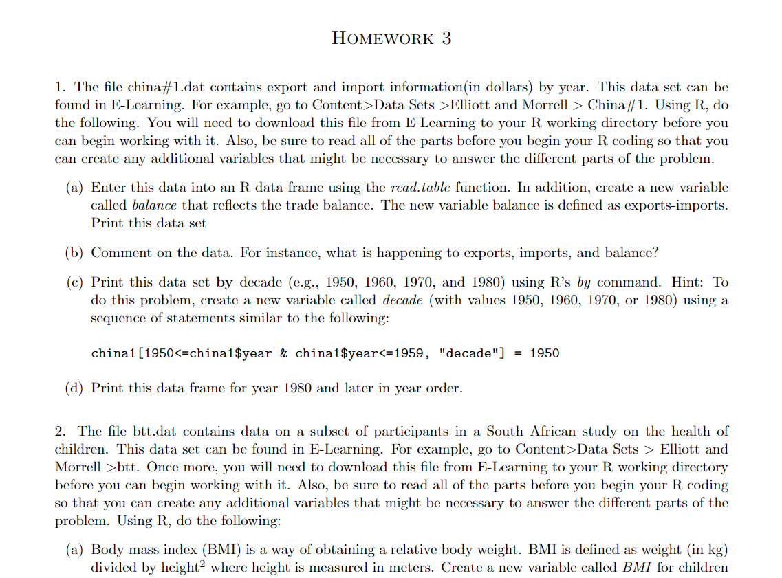 Solved 3. Consider the following two (separate) data sets, | Chegg.com