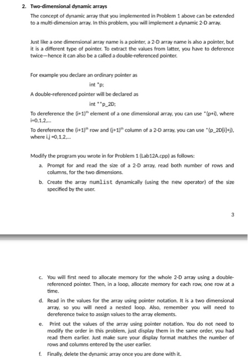 Solved 1. Dynamic Arrays There is a close association | Chegg.com