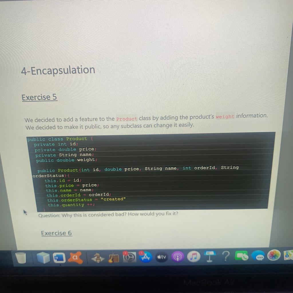Solved We decided to add a feature to the Product class by | Chegg.com