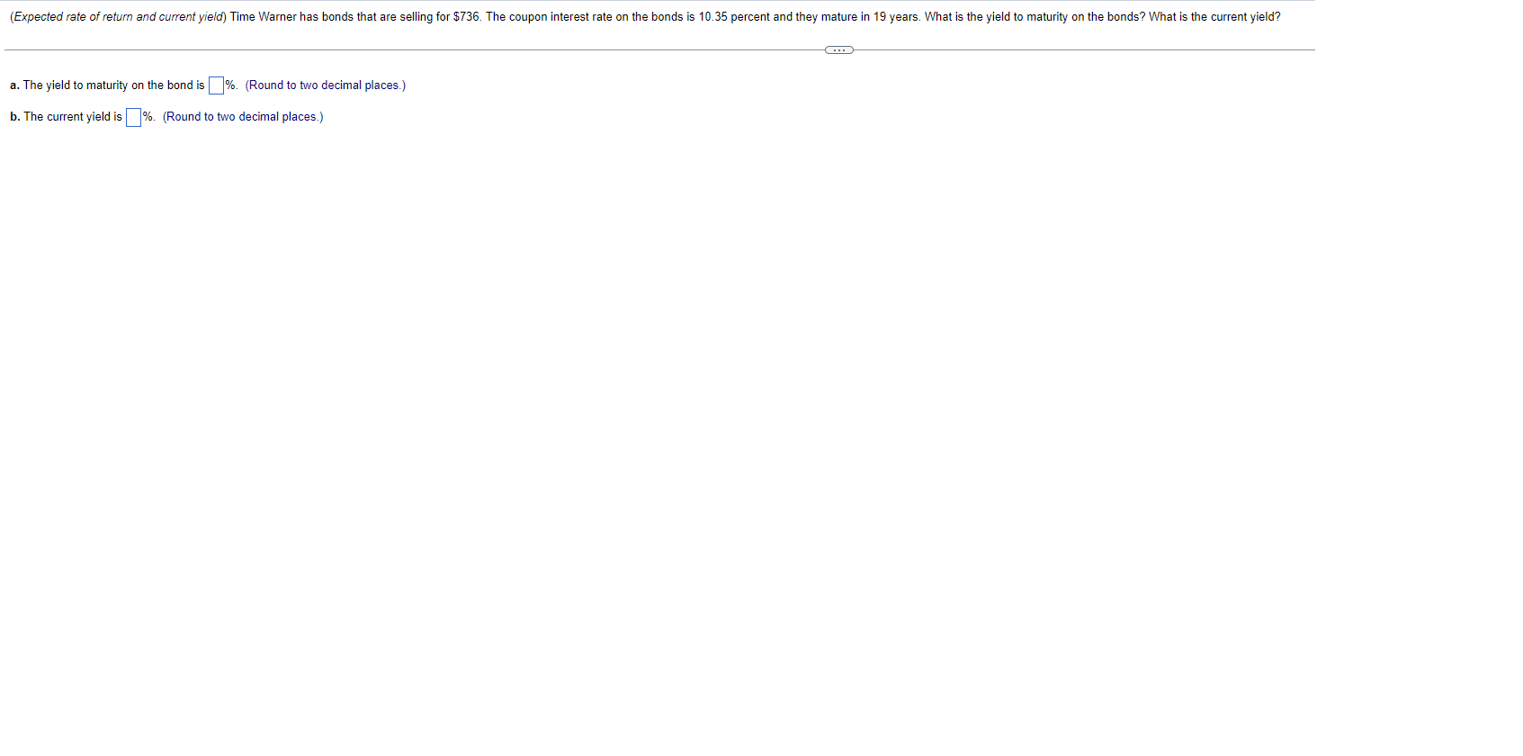 Solved (Expected rate of return and current yield) Time | Chegg.com