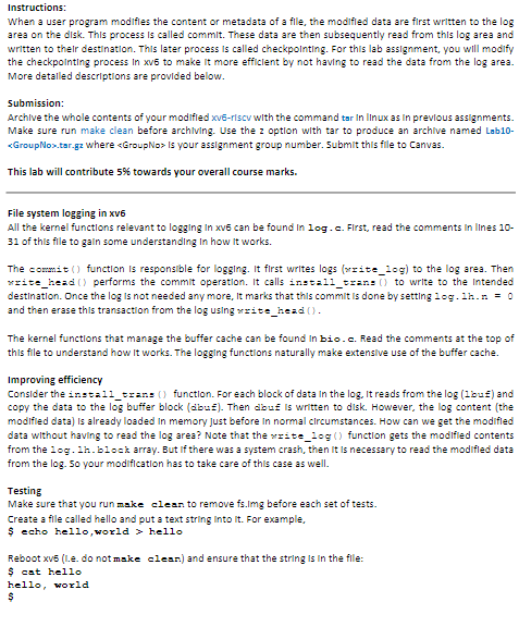 Solved Instructions: When a user program modifies the | Chegg.com