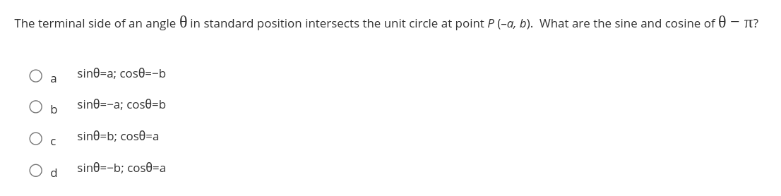 Solved The terminal side of an angle θ in standard position | Chegg.com