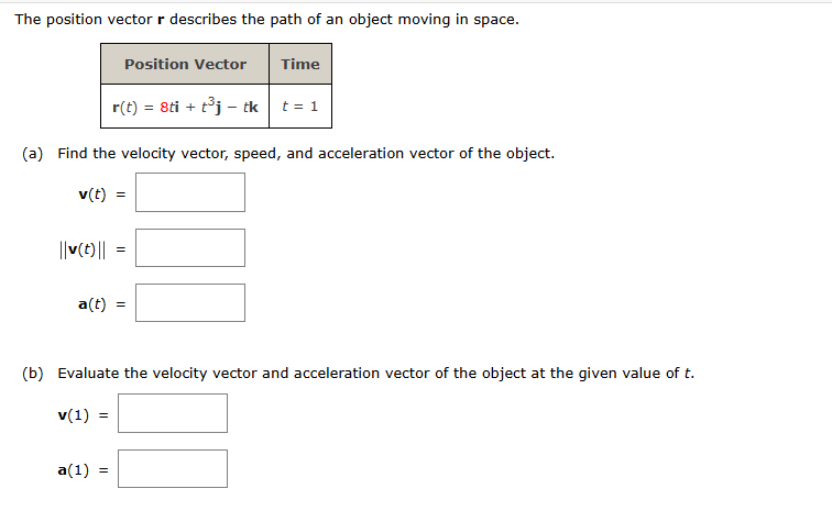 Solved The position vector r ﻿describes the path of an | Chegg.com