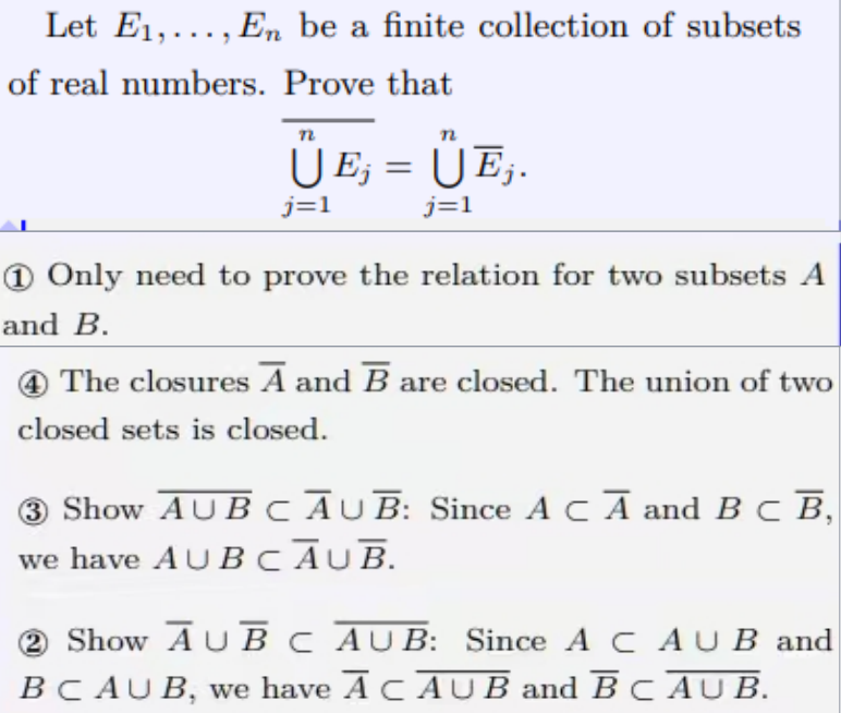 Solved Let E1,…,En be a finite collection of subsets of real | Chegg.com