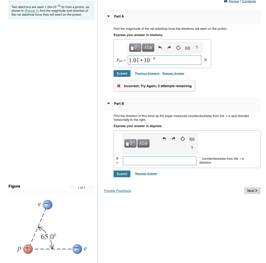 Solved Review Constants Two electrons are each 1.50x10-10 m | Chegg.com