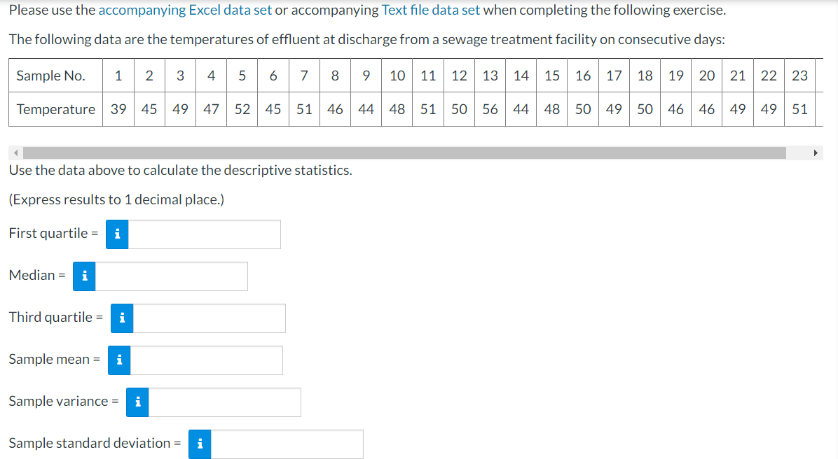 Solved Please use the accompanying Excel data set or | Chegg.com