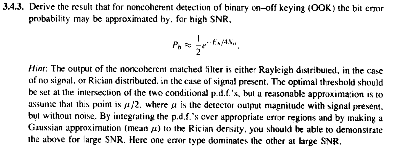 Solved 3. Derive the result that for noncoherent detection | Chegg.com