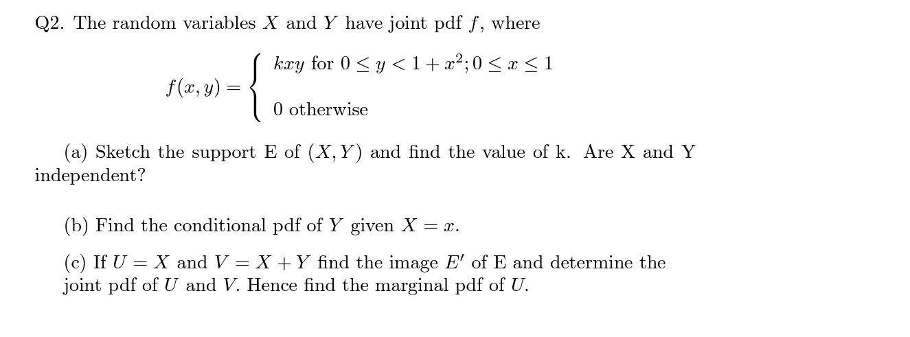 Q2. ﻿The random variables x ﻿and Y ﻿have joint pdf f, | Chegg.com