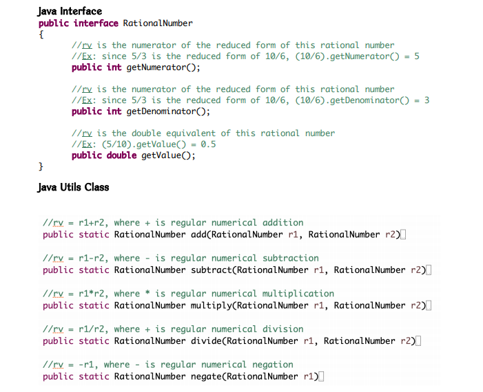 Solved constructs in Java QUESTION The set of rational | Chegg.com