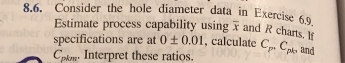 Solved 8.6. Consider the hole diameter data in Exercise 69 | Chegg.com