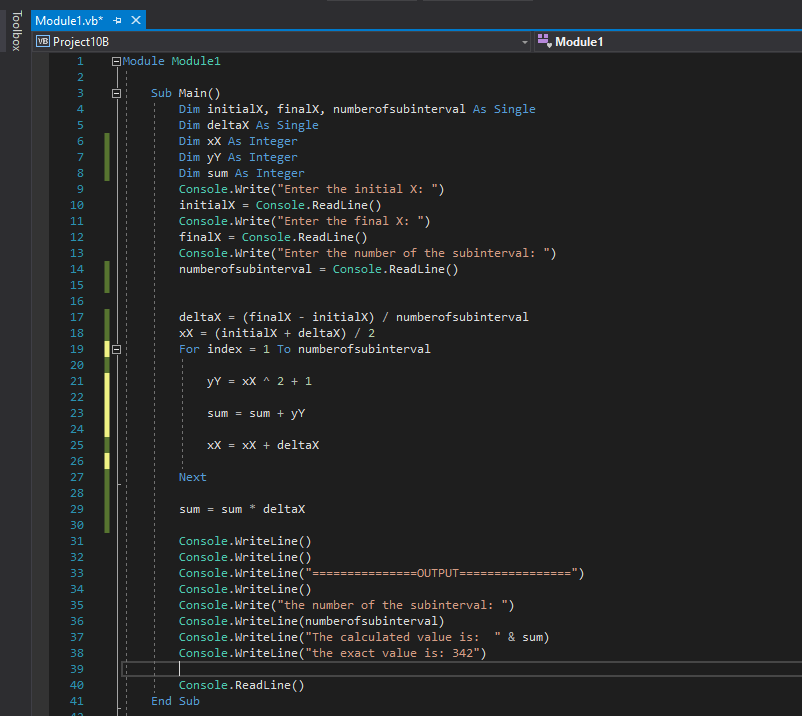 Toolbox Module1.vb* + X VB Project10B 1 Module | Chegg.com