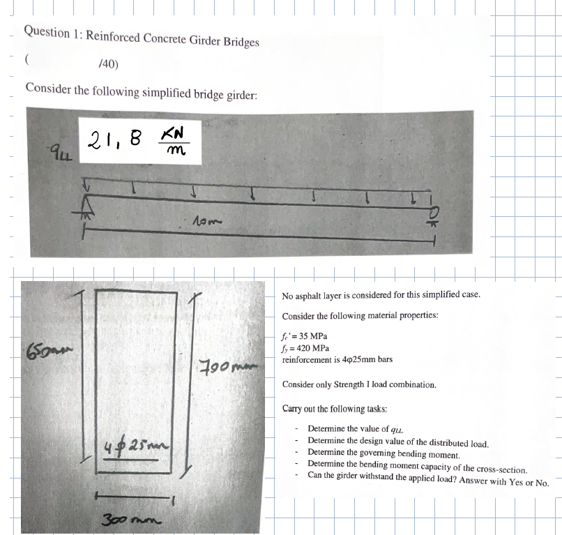 Solved Question 1: Reinforced Concrete Girder Bridges 140) | Chegg.com