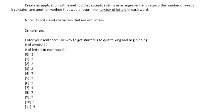 Create an application with a method that accepts a | Chegg.com