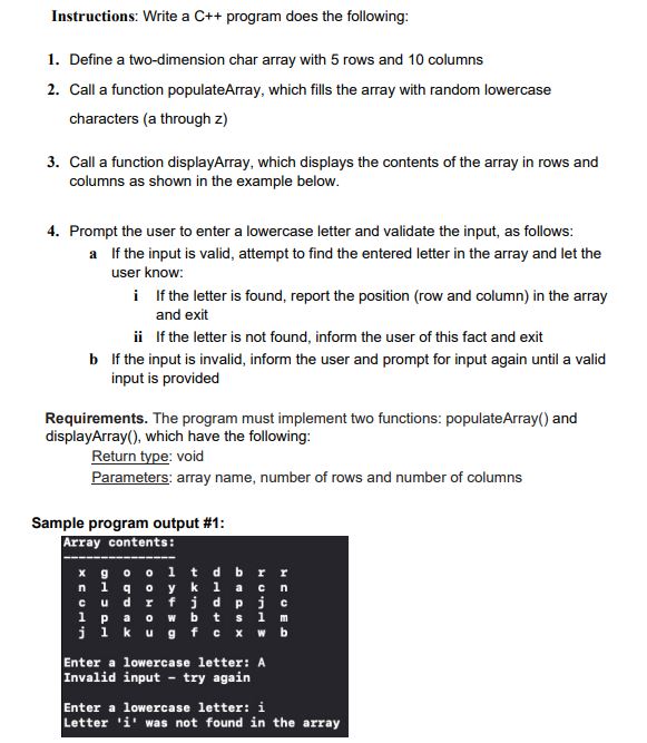 Solved Sample program output \#2: 1. Define a two-dimension | Chegg.com