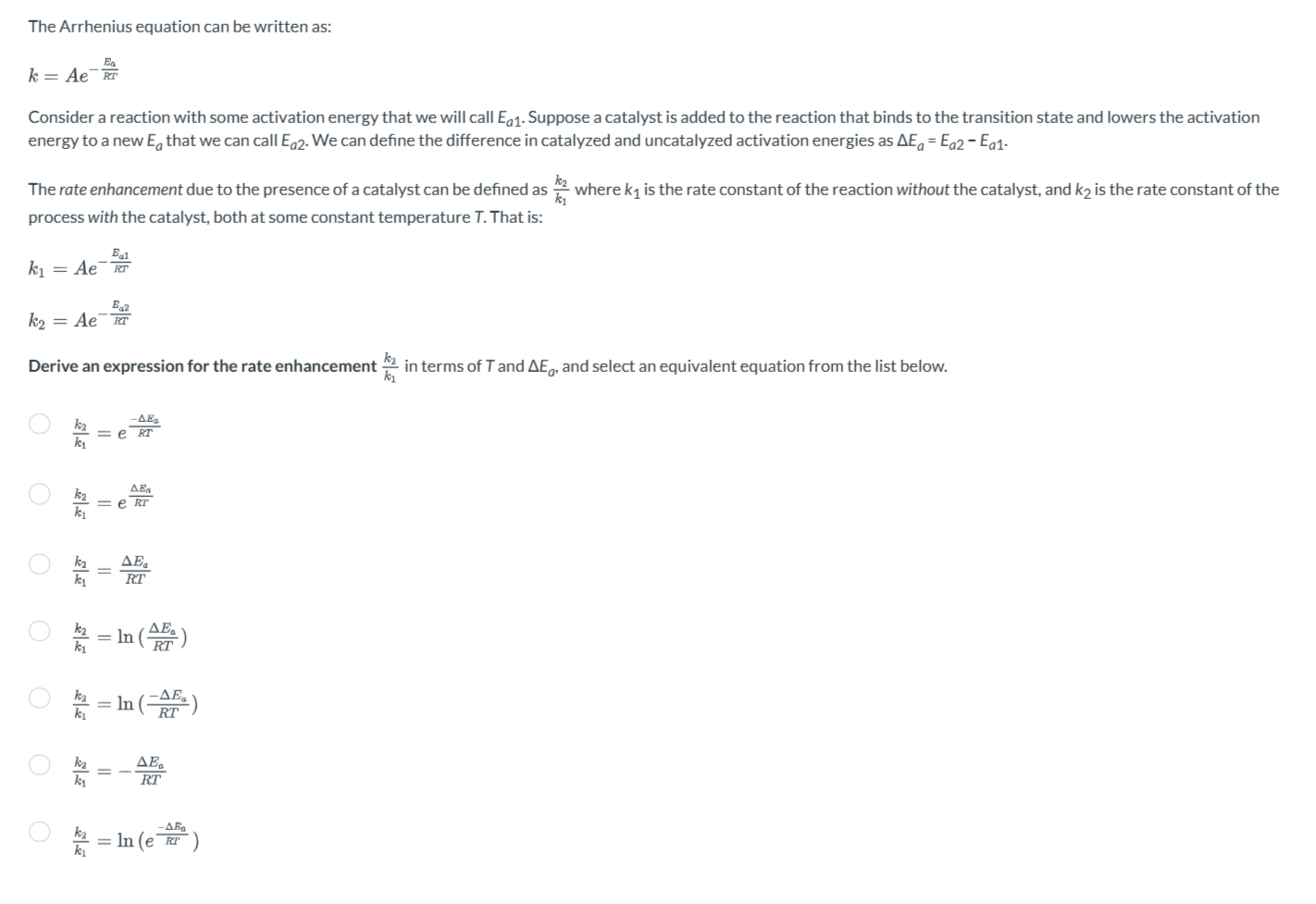 Solved The Arrhenius equation can be written | Chegg.com
