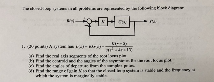Solved The closed-loop systems in all problems are | Chegg.com