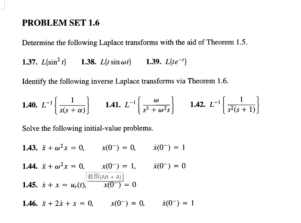 Solved PROBLEM SET 1.6 Determine the following Laplace | Chegg.com
