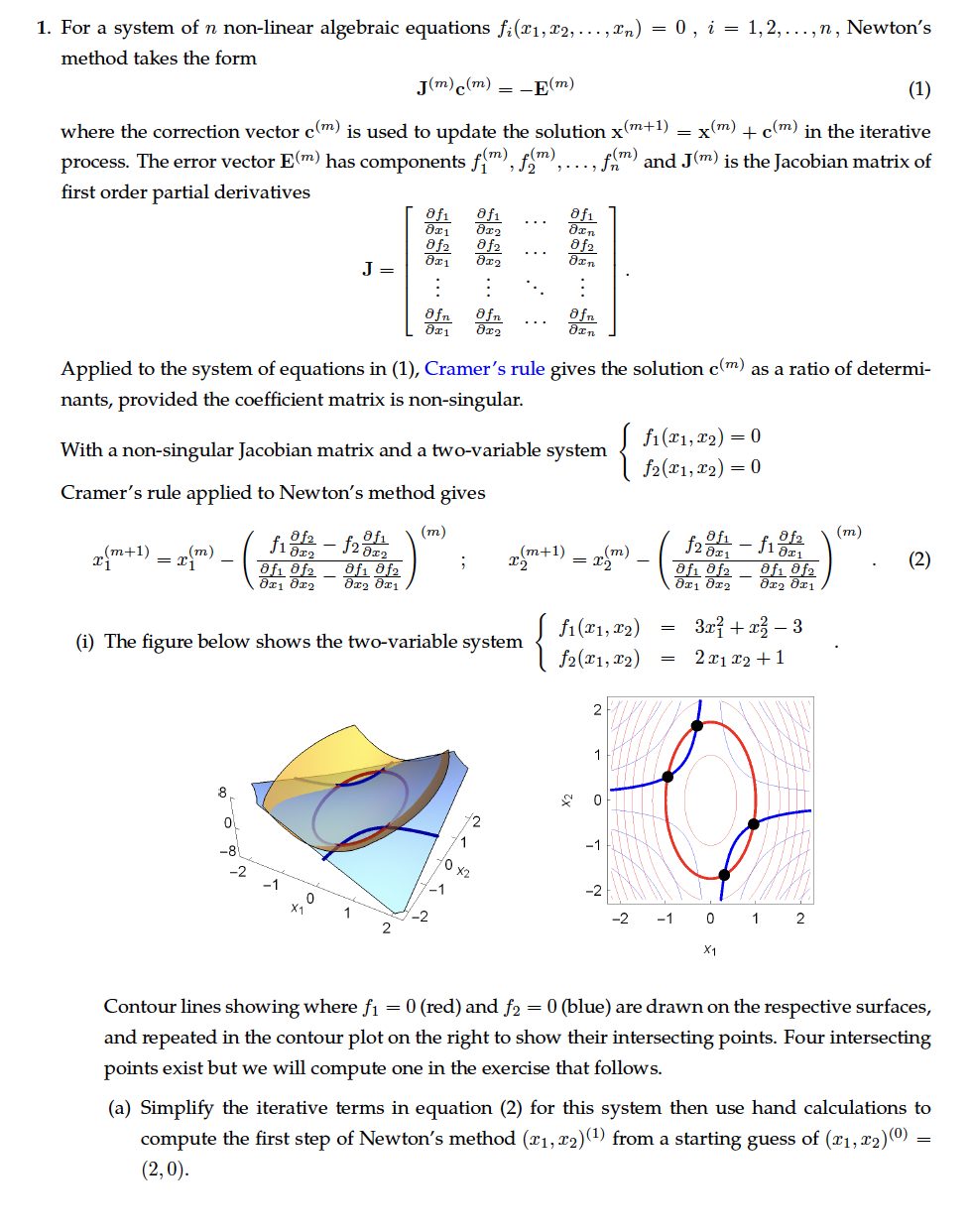 Solved 1. For a system of n non-linear algebraic equations | Chegg.com