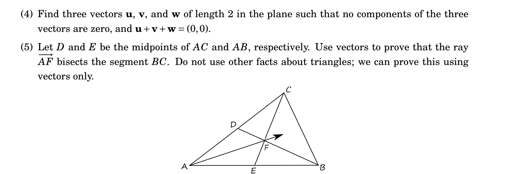 Solved (4) Find three vectors u,v, and w of length 2 in the | Chegg.com