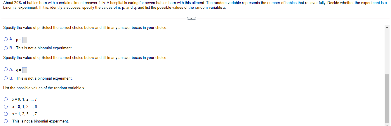 Solved About 20% of babies born with a certain ailment | Chegg.com