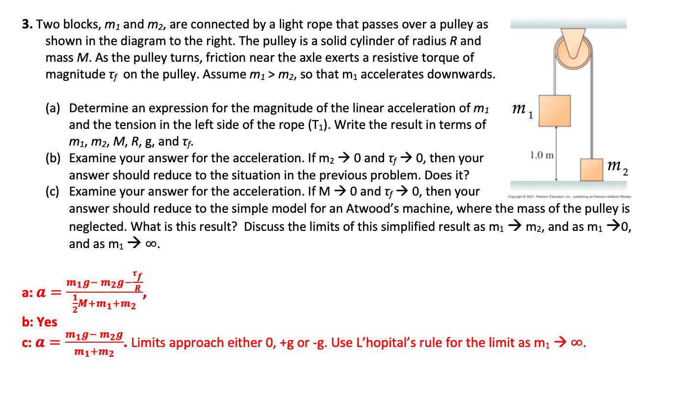 Solved 3. Two blocks, mi and m2, are connected by a light | Chegg.com